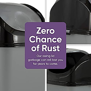 Superio Mini Plastic Trash Can with Swing Top Lid 1.25 Gallon Compact Small Waste Bin Portable Garbage Can for Countertop, Desktop, Make up Vanity, Bathroom, Car, Under Sink, Dorm, 5 Quart (Grey/Black, 3)