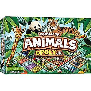 MasterPieces Kids & Family Board Games - World of Animals Opoly Jr. - Officially Licensed Board Games for Kids, & Family