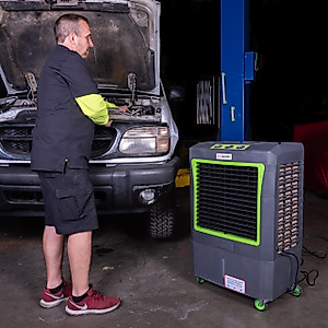 OEMTOOLS 23968 3-Speed Evaporative Cooler, Green and Gray, Cools Up to 950 Square Feet, 3100 CFM, Portable Cooler Fan