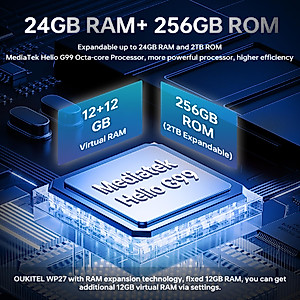 OUKITEL WP27 Rugged Outdoor Smartphone Android 13-24GB RAM+256GB ROM,6.8“FHD+ Display,8500mAh Battery with 33W Fast Charging,64MP+16MP+20MP Night Vision Camera,IP68 Waterproof Phone (Navy Black)