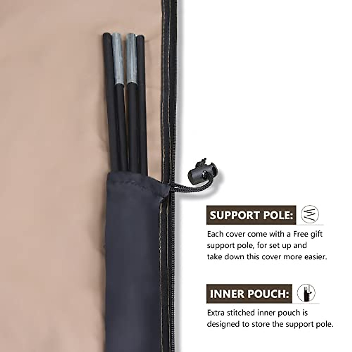 ULTCOVER Patio Umbrella Parasol Cover - 600D Waterproof Outdoor Offset Banana Style Umbrella Cover - Fits Cantilever Offset Umbrella 7.5-11.5 Feet