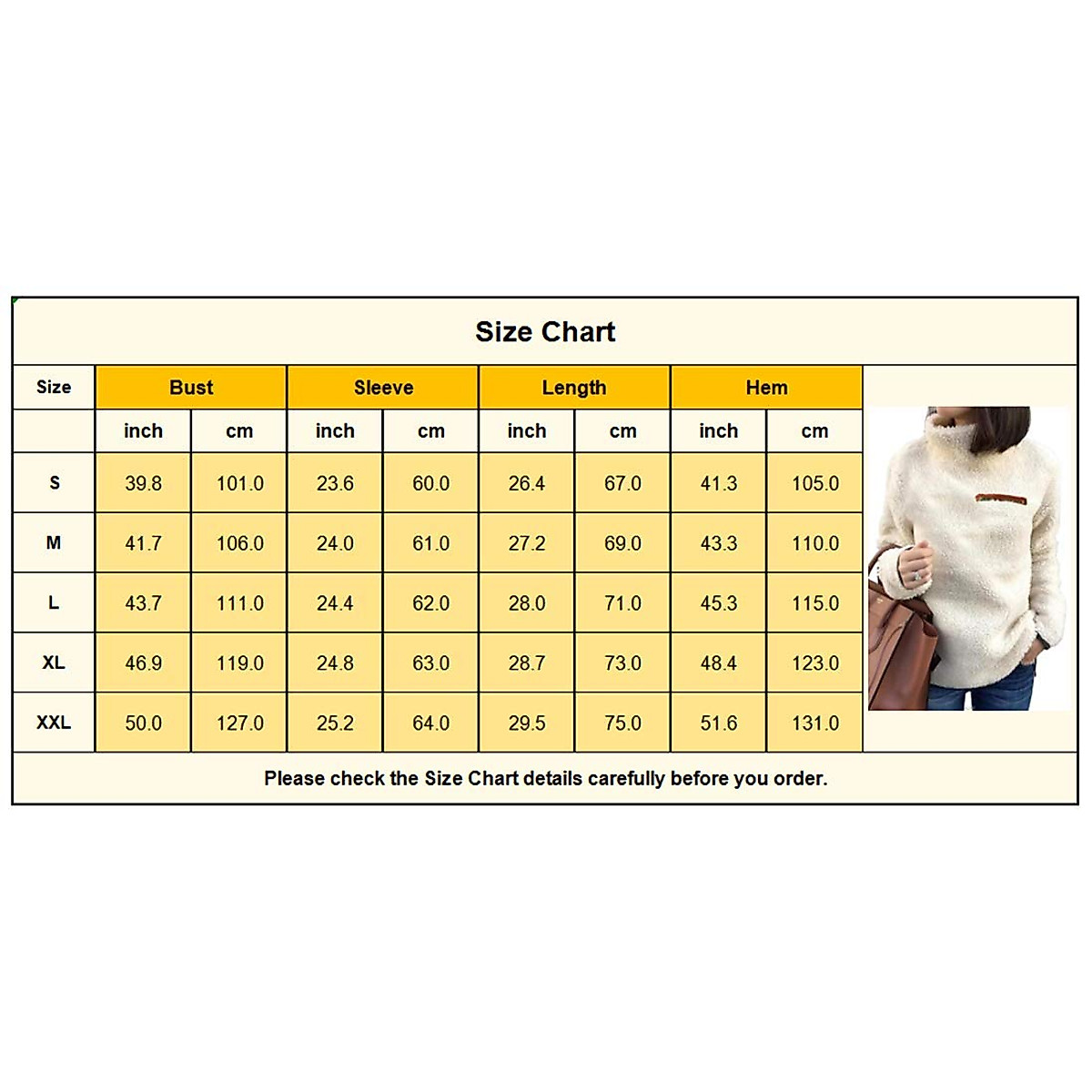 onlypuff Long Sleeve Sherpa Pullover Sweater White Soft Winter Warm up Tunic for Leggings M