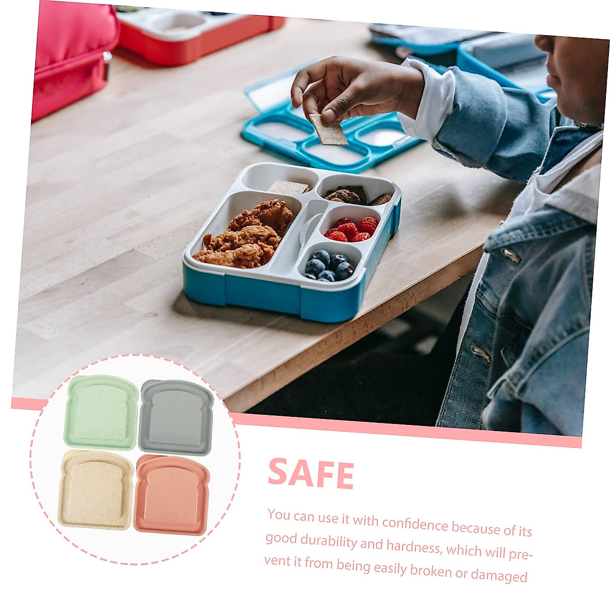 KICHOUSE 4pcs Portable Sandwich Containers Toast Shape Food Storage Holders for Camping Picnics and Meal Prep Bread Snacks and Fruits Sealing Box Kitchen Supplies