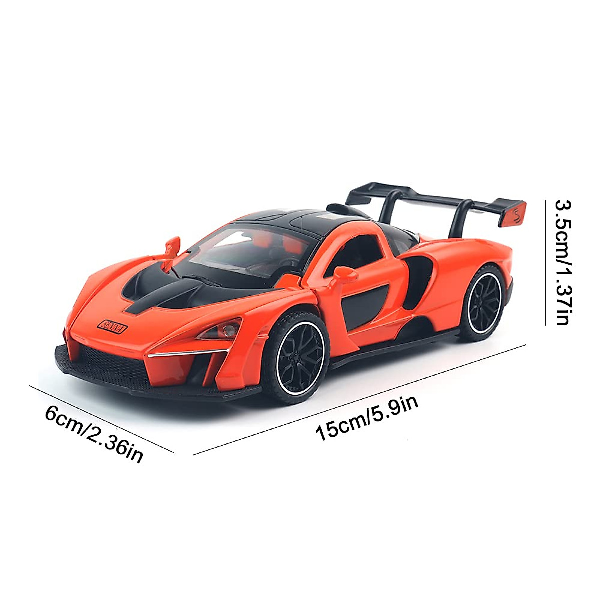 Diecast Toy Car McLaren Senna Sports Car Model,Zinc Alloy Simulation Casting Pull Back Vehicles,1:32 Scale Mini Electronic Supercar Toys with Lights and Music for Toddlers Kids Children Gift (Orange)