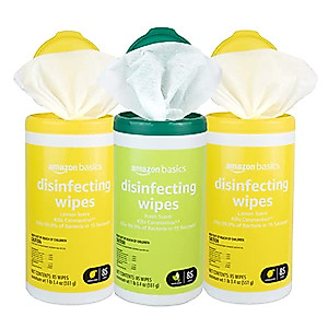 Amazon Basics Disinfecting Wipes, Lemon Scent & Fresh Scent, Sanitizes/Cleans/Disinfects/Deodorizes, 85 Count: Pack of 3 (Previously Solimo)