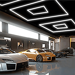 lylunnamsp Hexagon LED Garage Light: Higher Brightness 51840 Lumens Hexagon Garage Led Ceiling Light with 2 Rectangular Borders 6500K for Garage, Auto Beauty Shop, Car Detailing Shop etc,White