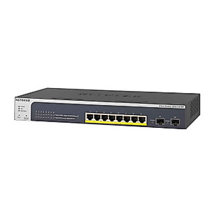 NETGEAR 10-Port Gigabit Ethernet Smart Managed Pro PoE Switch (GS510TPP) - with 8 x PoE+ @ 190W, 2 x 1G SFP, Desktop/Rackmount, and ProSAFE Lifetime Protection, Black