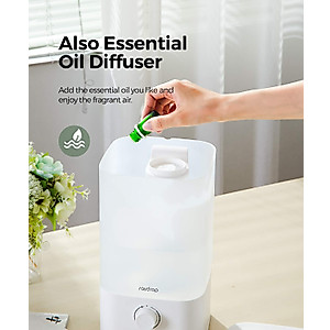 raydrop Cool Mist Humidifier Diffuser, 2.5L Essential Oil Diffuser, Top Fill Humidifier for Bedroom, Home and Office, Baby Humidifier with Adjustable Mist Output, Dial Knob, Auto Shut Off (White)