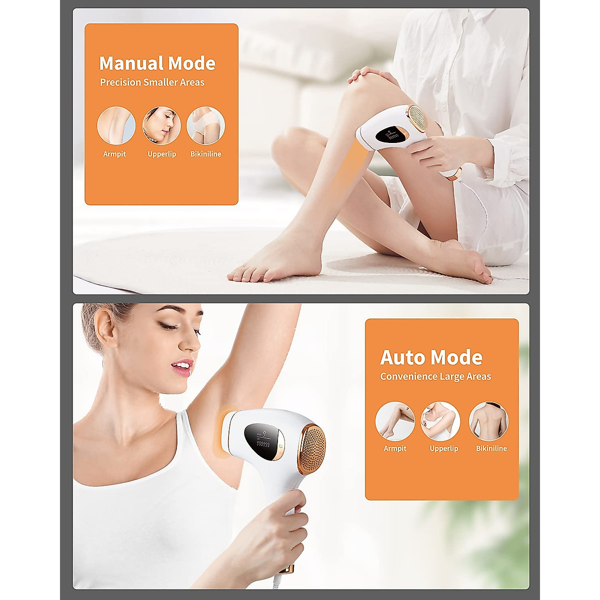 GERCY Hair Removal Device, Laser Hair Removal for Women Permanent with 9 Energy Levels, 2 Flash Modes and 999,999 Flashes, IPL Hair Removal for Face, Arms, Armpits, Bikini Line, Legs and Whole Body