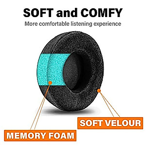 Earpads Compatible with Virtuoso RGB Wireless SE Gaming Headset - Memory Foam Earcups - Velour Ear Cushions I Black