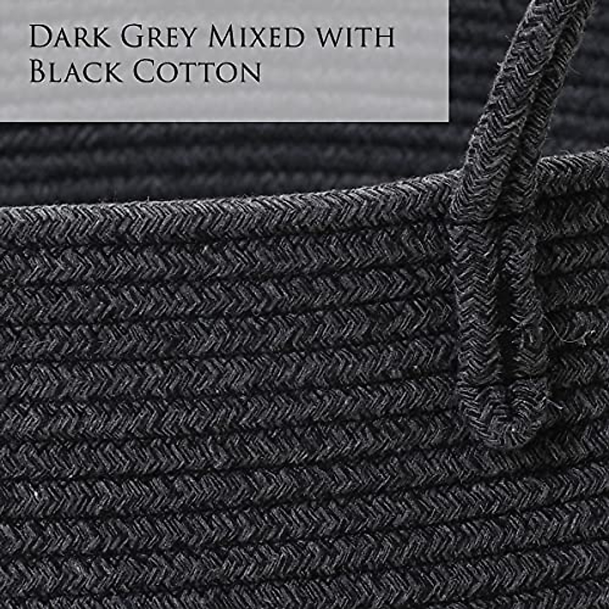 20" x 20" x 20" Extra Large Storage Basket, Cotton Rope Storage Baskets, Woven Laundry Hamper, Cloth Storage Bin, for Clothes Towel Blanket Basket in Living Room, All Black Grey Mix