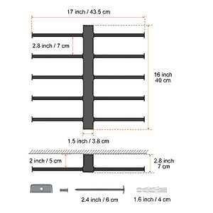 5-Tier Bridge Sliding Bathroom Towel Bar 16 Inch, ZUEXT Oil Rubbed Black Stainless Steel Towel Holder Hanger, Wall Mounted Adjustable Hand Towel Rod for Washroom Kitchen, 1.5" Tube Towel Rail Racks
