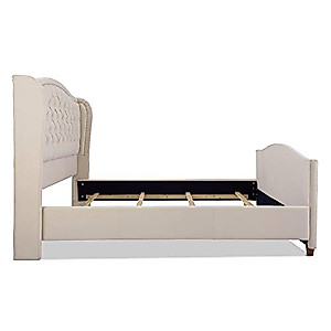 Jennifer Taylor Home Anastasia Upholstered Shelter Headboard Bed Set, King, Sky Neutral Beige Polyester