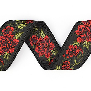 CLOUDMUSIC Tenor Concert Soprano Baritone Ukulele Strap Coloful Hawaii Floral Jacquard For Adult Size And Kids(Red Roses)