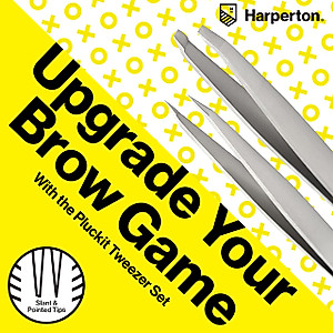 Harperton Pluckit - Professional Tweezers Set - Slant + Pointed Precision Tips