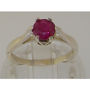 925 Sterling Silver Natural Ruby Womens Solitaire Ring - Sizes 4 to 12 Available