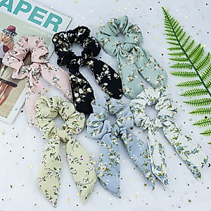 Neon Light Up Bow Scrunchies for Girls, Cute Led Hair Scrunchie Ponytail Holders Scarf Hair Ties Women Rave Accessories Glow in the Dark Party Favors Supplies Birthday Halloween Christmas 6 Pack