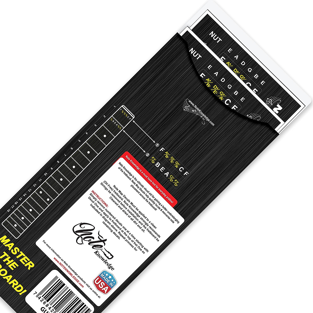 Guitar Fretboard Note Map Decals/Stickers for learning and Practicing Notes, Chords and Scales on Electric and Acoustic Guitar