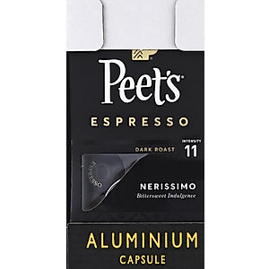 Peet's Coffee, Dark Roast Espresso Pods, Nerissimo, French Roast Style Intensity 11, 10 Count (1 Box of 10 Espresso Capsules)