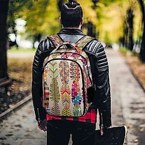Colored Feather Pattern Travel Laptop Backpack Durable Computer Bag Casual Daypack Work Backpack for Women & Men