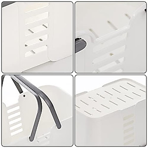 Yesland 4 Pcs Shower Caddy Basket - White Portable Plastic Organizer Storage Baskets with Handles Shower Caddy Bins Tote for Shampoo, Body Wash, Essentials, Makeup in Bathroom - 11.3 x 7 x 6.25 Inch