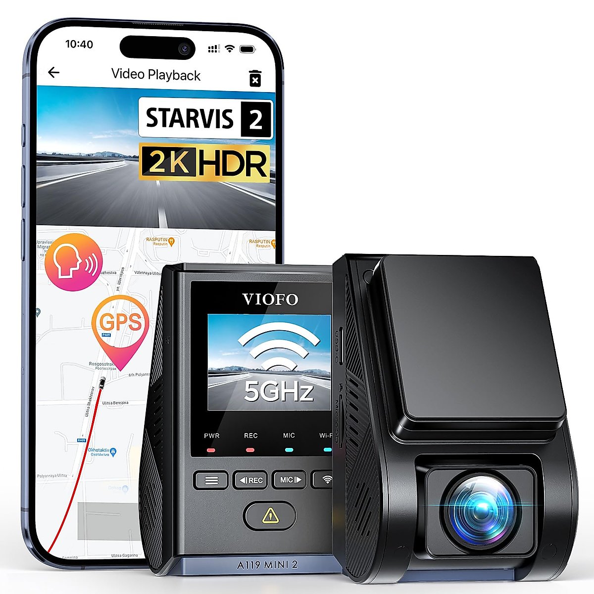 【Bundle: VIOFO A119 Mini 2 + 256GB Card + CPL + HK4 Hardwire Cable + Bluetooth Remote】 VIOFO Mini Dash Cam Front A119 Mini 2, STARVIS 2 Sensor, 2K 60fps/HDR 30fps Voice Control with 5GHz Wi-Fi GPS