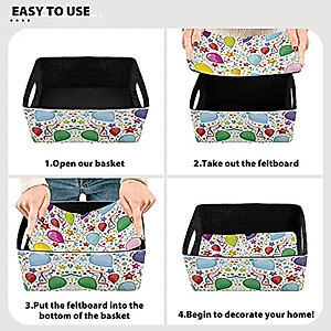 Emelivor Birthday Party Storage Basket Bins Set (2pcs) Felt Collapsible Storage Bins with Dual Handles Foldable Storage Baskets Boxes for Laundry Room Organization