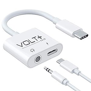 VOLT PLUS TECH USB C to 3.5mm Headphone Jack Audio Aux & C-Type Fast Charging Adapter Compatible with Motorola One 5G/Edge/Edge+/Razr 2020/Z Flip/Z Play/Motoand Many More Devices with C-Port