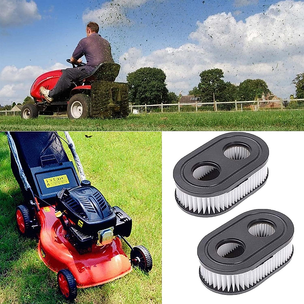 HGKMQ Briggs and Stratton Air Filter 593260, Lawn Mower Air Cleaner Replacement Filters for 593260 798452 334404,500EX 550EX 575EX 625EX 675EXI 725EXI Briggs and Stratton Air Filter (2PCS)