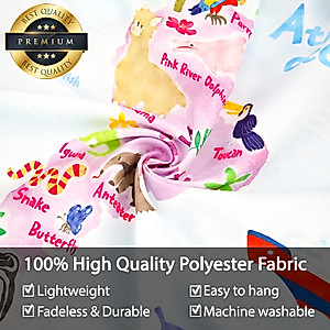 BASHOM TP-001 Animal World Map Tapestry Poster for Kids Educational learning Wall Hanging for Bedroom Living Room Nursery Dorm Home Decor 60''x50''(150x130cm)