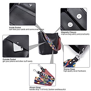 BROMEN Hobo Bags for Women Leather Handbags Designer Shoulder Bucket Crossbody Purse Black