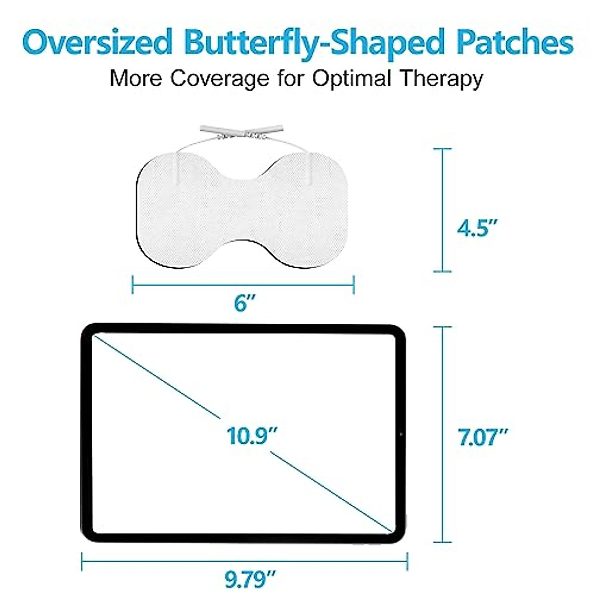 DOMAS TENS Unit Replacement Pads - 4.5" x 6" Large Butterfly Shaped Electrode Pads Premium Made in USA Gel, Individually Packaged, Universal Compatibility, Large Size - Pack of 5