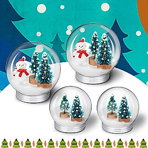 Layhit 24 Pcs Christmas DIY Snow Globe 3.4 Inch and 2.6 Inch Plastic Snow Globe with 24 Pcs Bottom Gasket Clear Empty Plastic Globe with Screw Off Cap for Christmas Crafts Gifts Ornaments