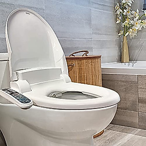 SmartBidet SB-2000 Bidet Seat for Elongated Toilets - Electronic Heated Toilet Seat with Warm Air Dryer and Temperature Controlled Wash Functions (White)