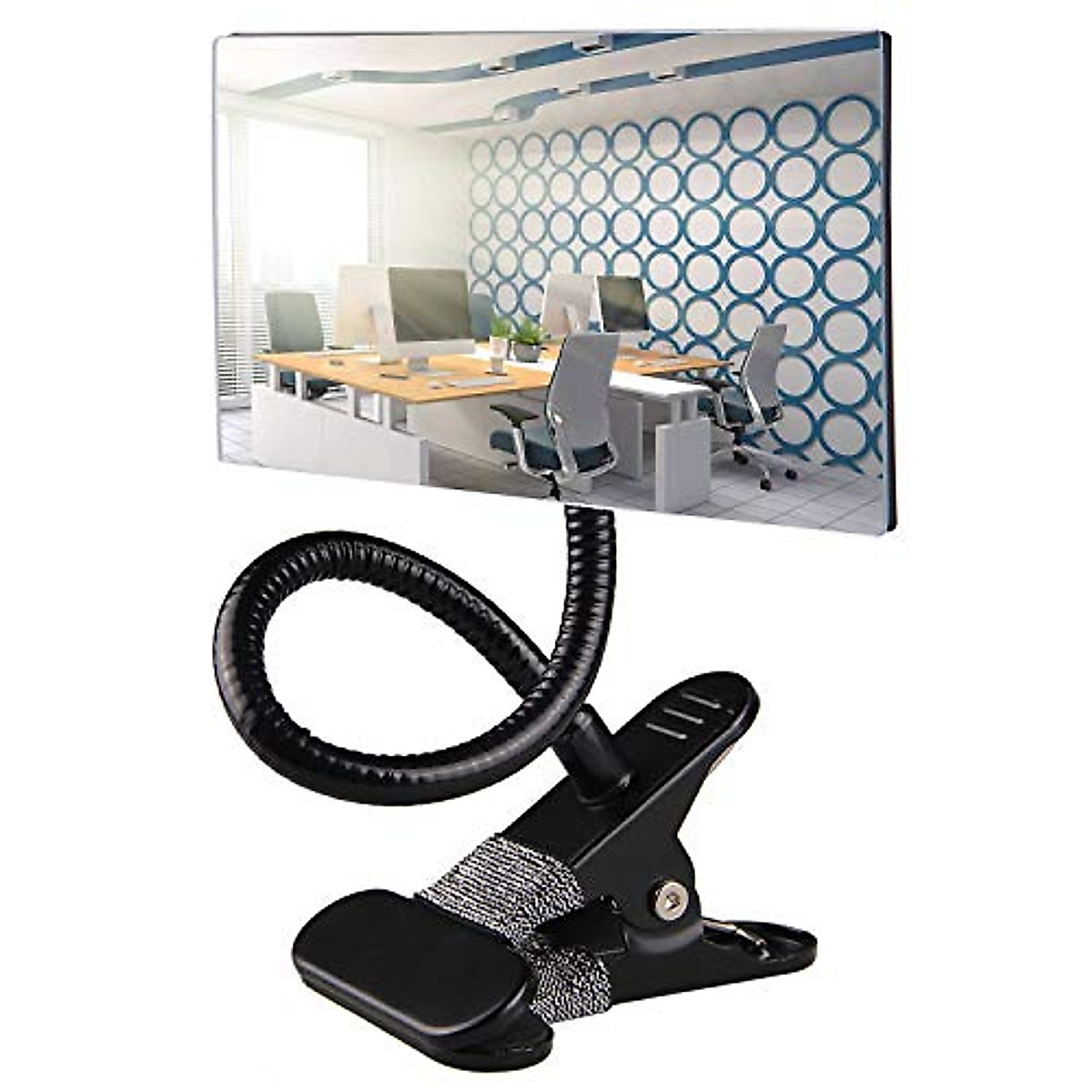 Gosear Security Convex Mirror,Computer Rearview HD Mirror,Clip On Cubicle Mirror for Personal Safety and Security Desk Rear View Monitors or Anywhere (6.69"*2.95"Rectangle)