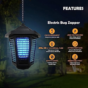 Pestnot Electric Bug Zapper & Mosquito Killer - Up to 1 Acre Coverage Outdoor & Indoor Bug Zapper Trap for Backyard with IP24 Water Resistance. Upgraded 2022 360 UVA Bulb. Mosquito Zapper
