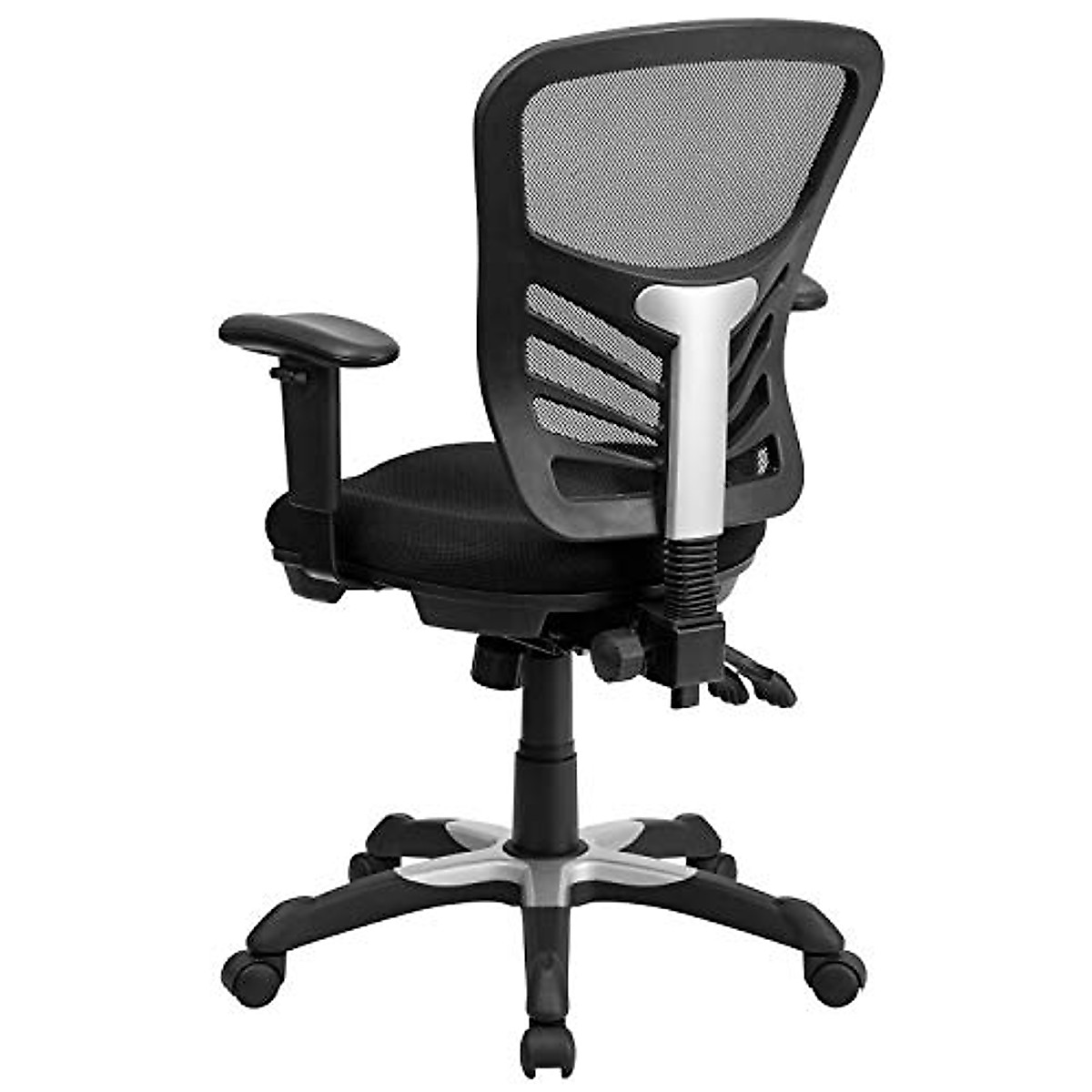 Flash Furniture Nicholas Mid-Back Black Mesh Multifunction Executive Swivel Ergonomic Office Chair with Adjustable Arms