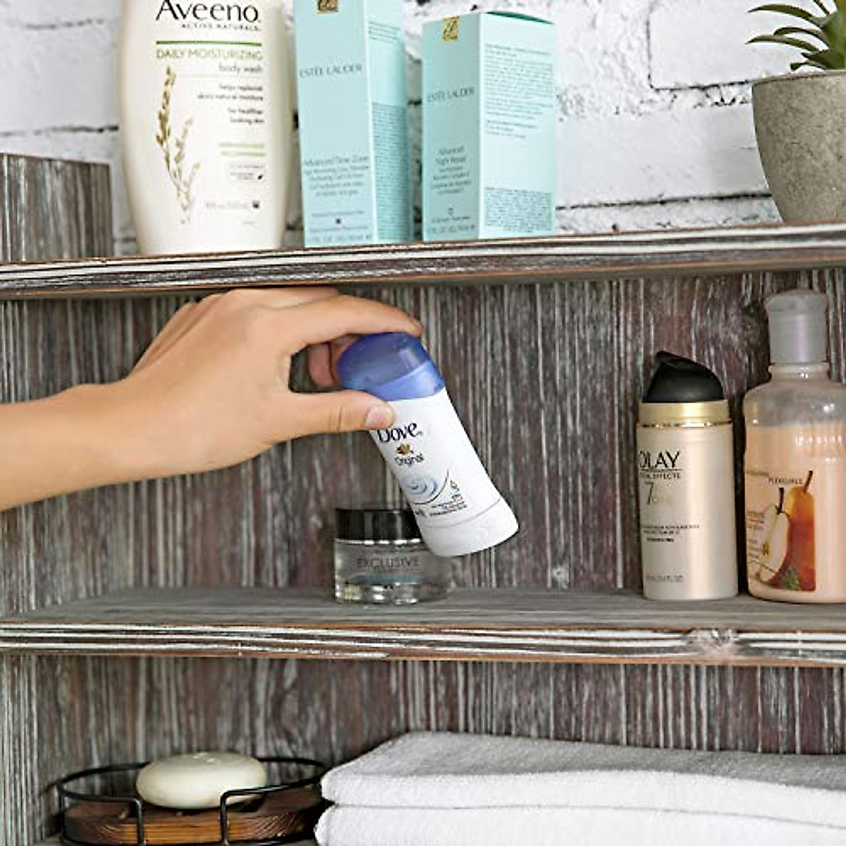 MyGift Torched Wood Wall Mounted 3 Tier Bathroom Shelf Storage Display Rack with 23-Inch Towel Bar