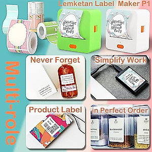 Lemketan Label Maker Machine, Portable Small Bluetooth Thermal Label Printer, Mini Printer Wireless Labeler for Small Business Tape Barcode Storage Mailing Office Home Compatible PC&Phones