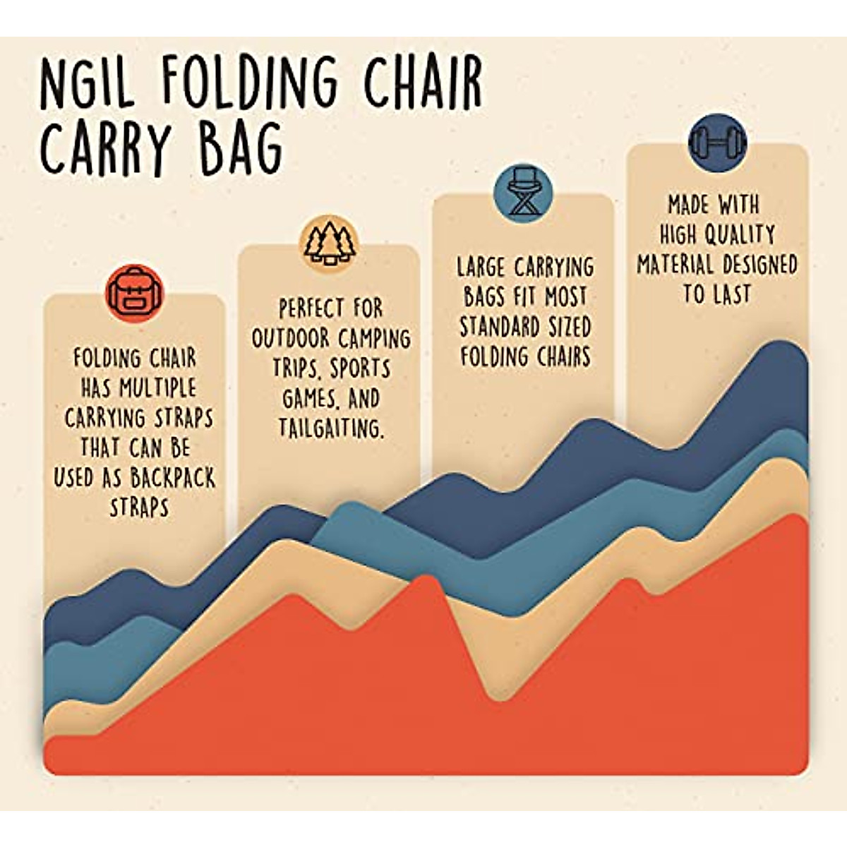 NGIL Black Camping Chair Replacement Bag Chair Carry Bag with Non Adjustable Strap and Wide Drawstring Opening (Replacement Bag Only) Please Read Description for Full Details