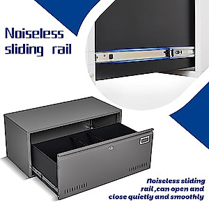 Prohon Metal File Cabinet with Hanging Rod for Letter, A4, Documents, Lateral Cabinets with Drawers & Key Lock, Large Space for Home Office, Gery