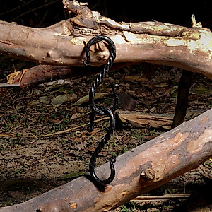 Viking Traders handforged Twisted Heavy-Duty S Hook 2-Pack Rustic Design| Black Coated, S Hooks for Hanging,Heavy Duty Shelving,Garage,Grid Wall,Storage Racks,Hooks for Heavy Weights