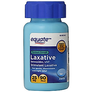 Equate Maximum Strength Laxative, Sennosides Stimulant Laxative, 25mg, 90ct, By Equate, Compare to Maximum Strength Ex-Lax