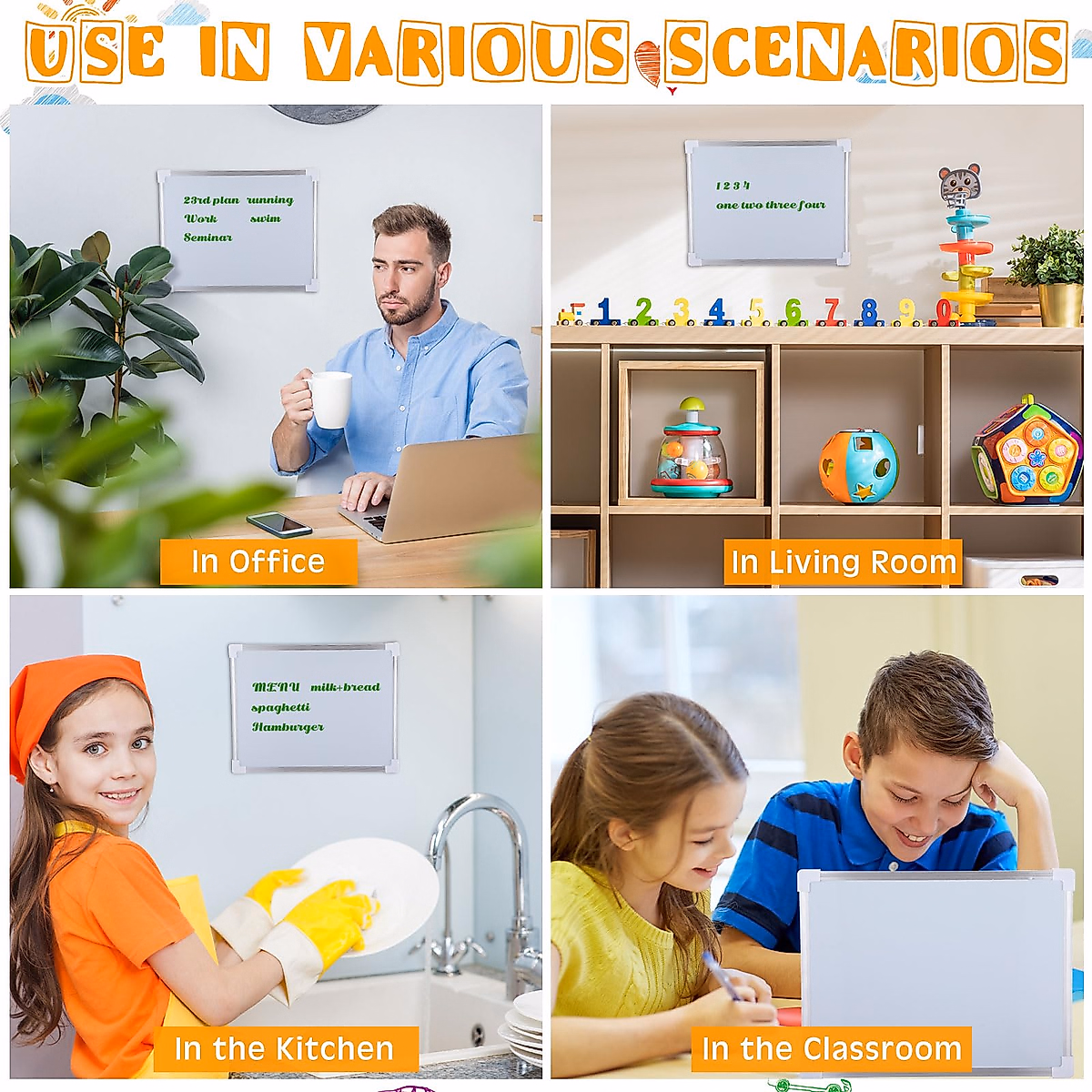 Fuutreo 10 Pcs Small White Board Dry Erase 8.5" x 11" Magnetic Dry Erase Board for Fridge Hanging Whiteboard with 10 Magnetic Markers 20 Magnets for Refrigerator Wall Home Office School Kids Students