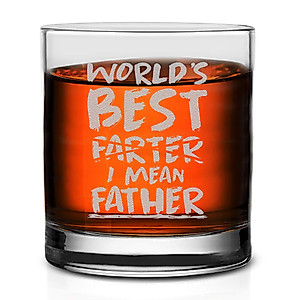 Veracco World Best Farter I Mean Father Whiskey Glass Funny BirthdayGifts For Father's Day Dad Grandpa Stepdad (Clear, Glass)