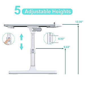 Foldable Laptop Bed Tray Desk, Adjustable Laptop Bed Table with Heights and Angles, Upgraded-Sturdy Laptop Lap Desk for Bed/Sofa/Couch/Floor, Lap Tablet Desk (NO Drawer, Grey)