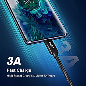 JOTO Type C Cable Extra Long 10ft, USB-C 3.1 Type-C to USB 3.0 Type A Charging Data Cable Heavy Duty Nylon Braided for iPad Pro 12.9/11 Galaxy Ultra S20+ S10 S9 Note 10 9 Tab S4 Nintendo Switch -Black