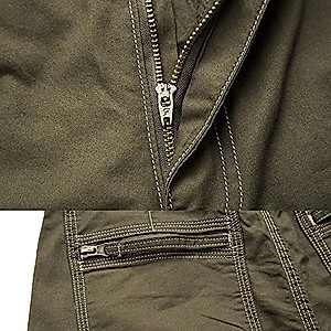 Men Cargo Shorts Long Khaki Cargo Shorts for Men 2023 Casual Loose Buckle Zipper Multi Pockets Tooling Shorts Regular Fit Outdoor Pants Mens Linen Shorts 7 Inch Inseam Slim Fit Army Green L