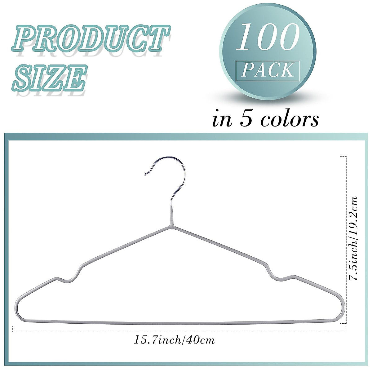 Wesiti 100 Pcs Metal Wire Non Slip Hangers for Clothes Space Saving Hanger Strong 15.7 in Triangle Clothes Hangers for Coat Suit Bridal Boutique Dress for Closet Dorm Clothing Rack (Gray)