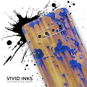 DesignSkinz Hot Orange Metal with Royal Blue Rust Protective Vinyl Decal Wrap Skin Cover Compatible with The Samsung Galaxy S20 (Screen Trim & Back Glass Skin)